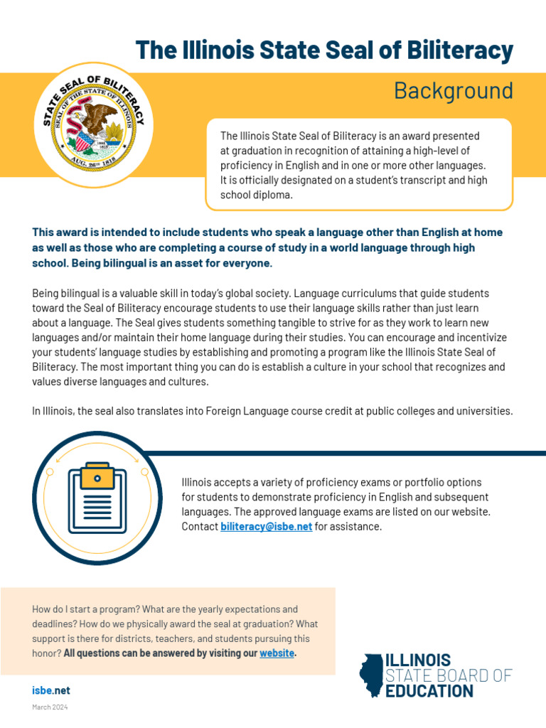 Illinois State Seal of Biliteracy Guide | PDF | High School Diploma ...