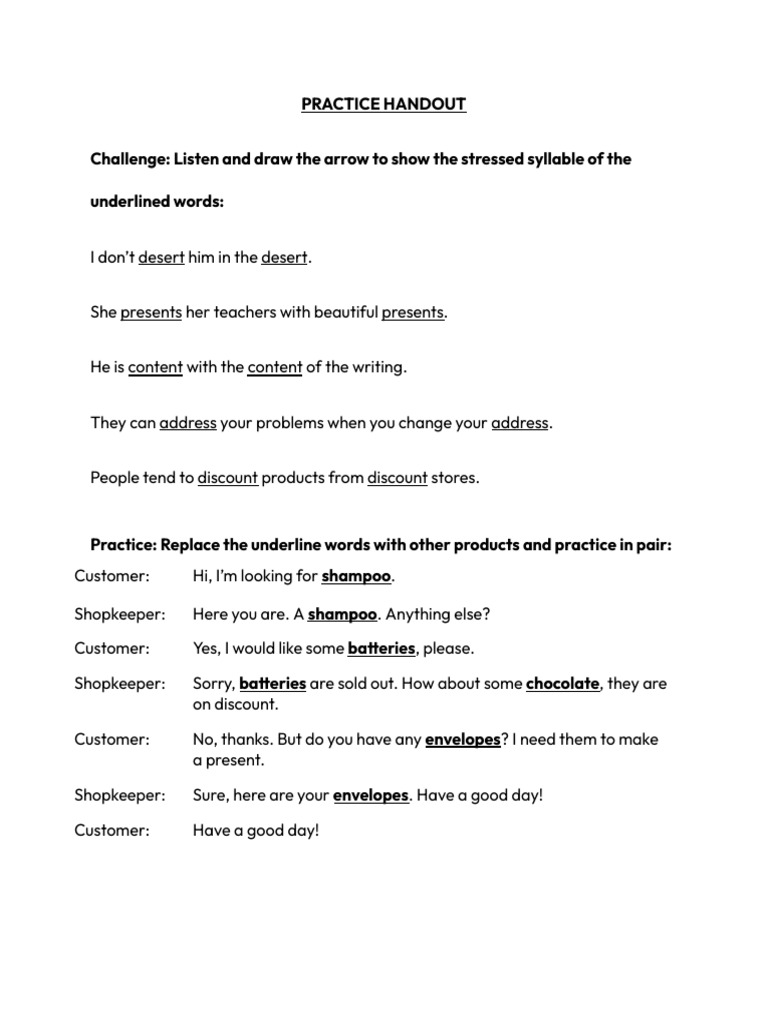 Practice Handout | PDF