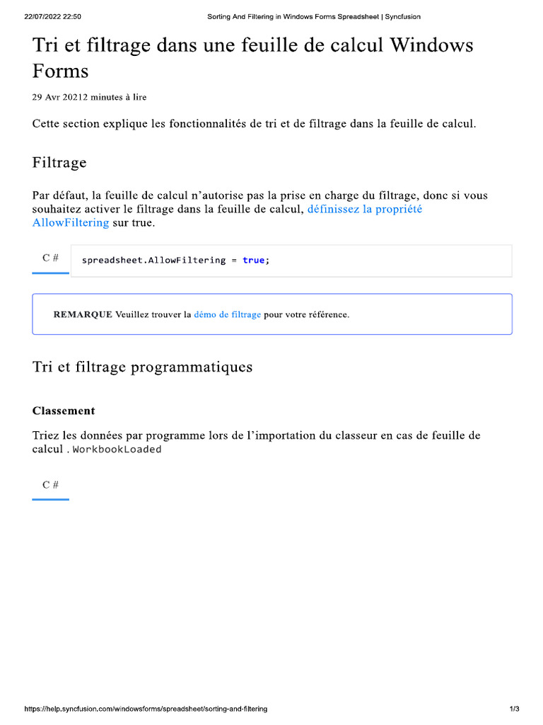 8 Tri Et Filtrage Dans Une Feuille de Calcul Windows Forms | PDF