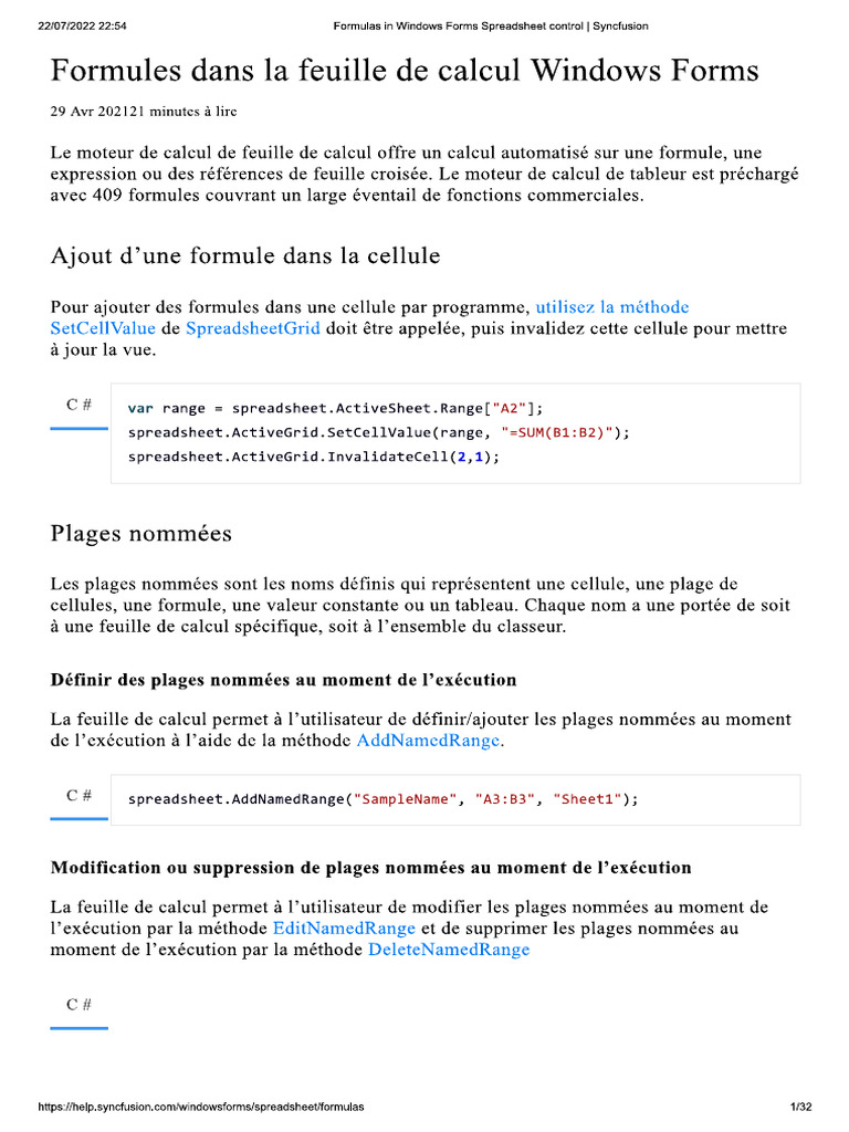 9 Formules Dans La Feuille de Calcul Windows Forms | PDF