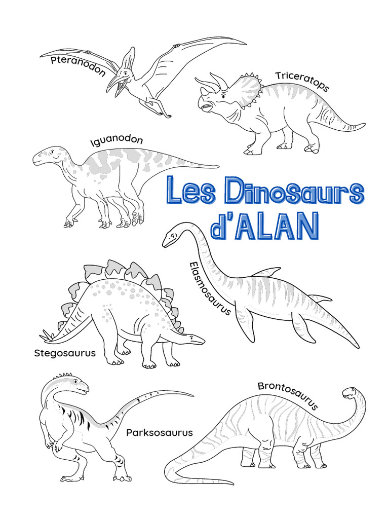 Black and White Lined Dinosaurs Coloring Activity Worksheet | PDF