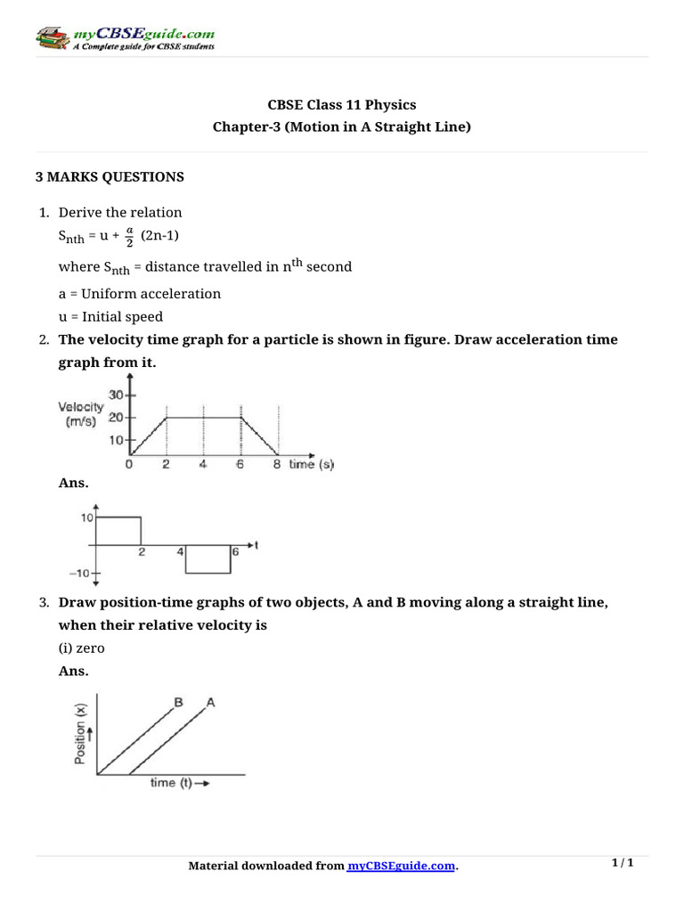 11 Physics Imp ch3 Marks 3 Part 2 | PDF