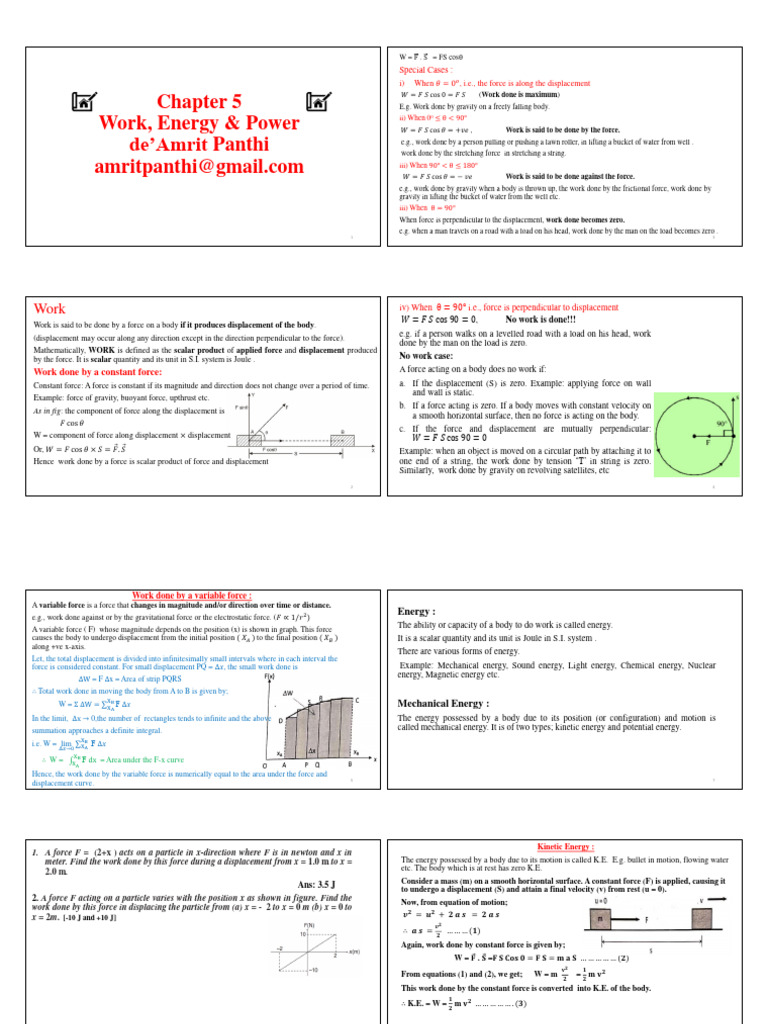 Chapter 5 Work Energy Power | PDF | Collision | Momentum