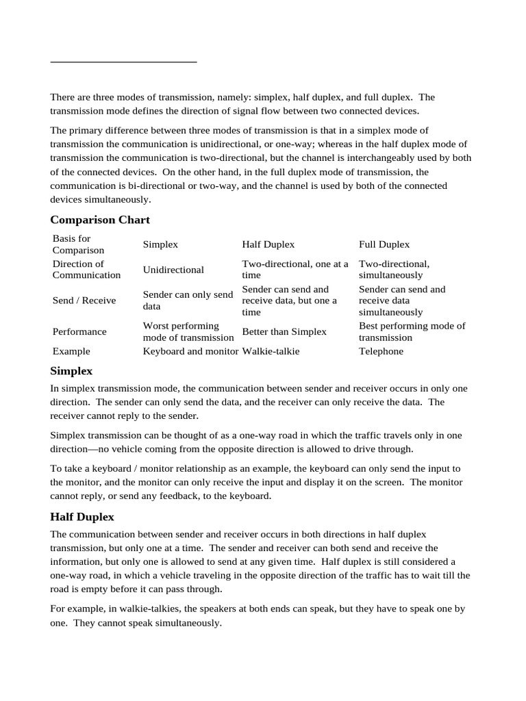 Network Connections notes | PDF | Duplex (Telecommunications) | Data ...