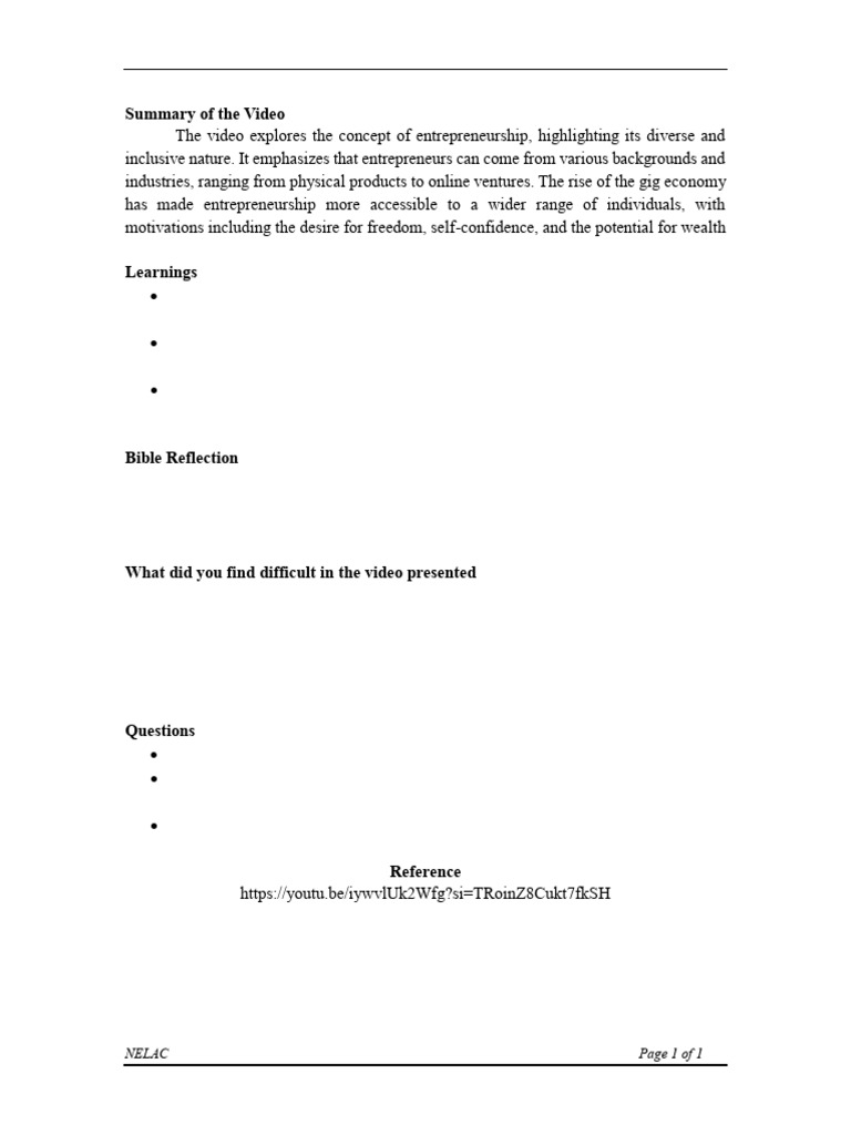 Video Reflection WEEK1 Sapit | PDF