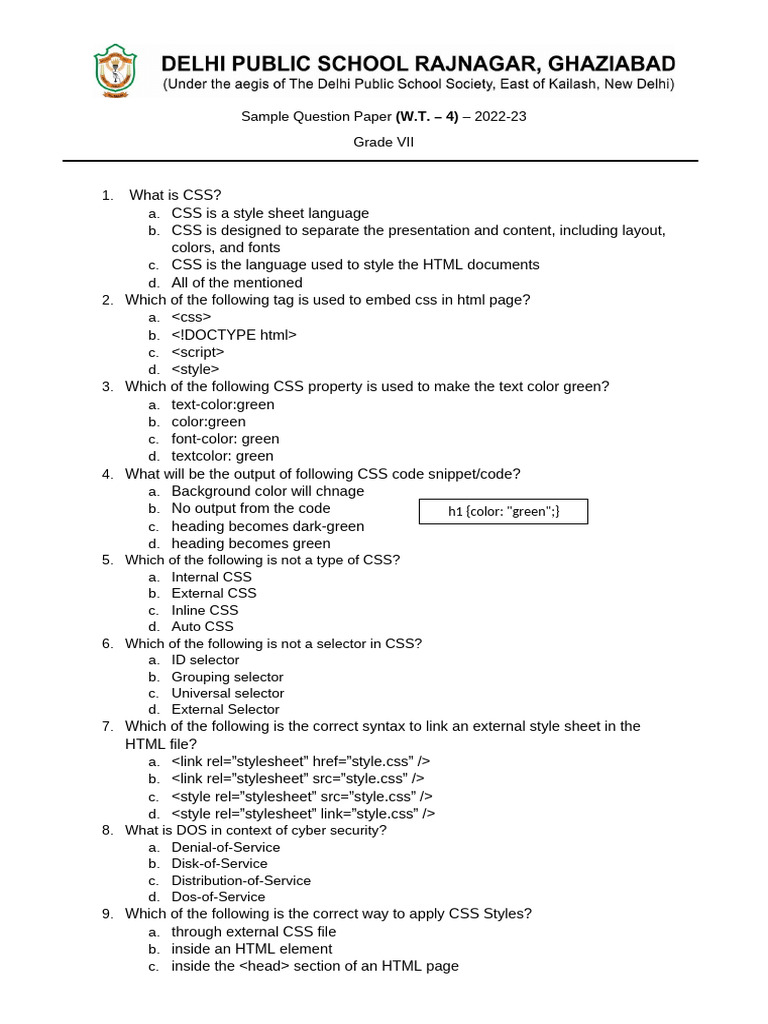 VII CSS Sample QP | PDF