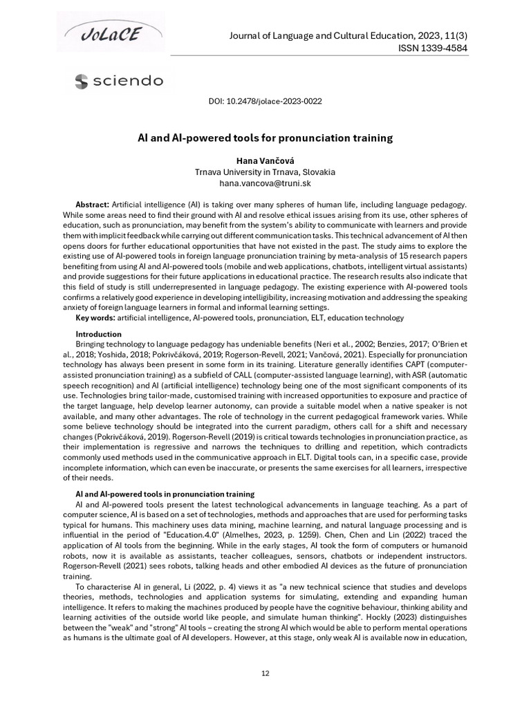 AI Tools for Pronunciation Training | PDF | Intelligence (AI ...