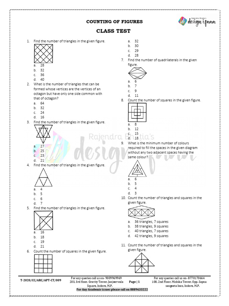 Counting Shapes: Triangles & Squares Quiz | PDF | Classical Geometry ...