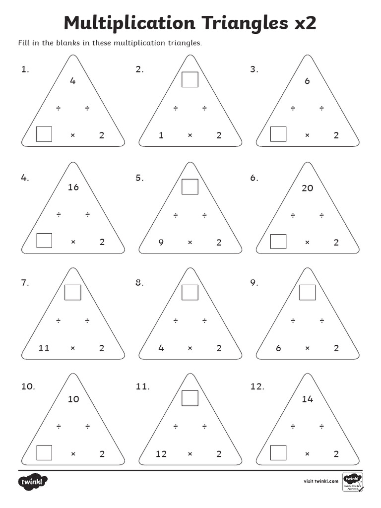 Multiplication Triangles Activity Sheet 2 To 12 Times Tables | PDF