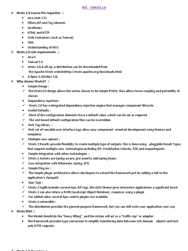 Rts Struts 2.0 | PDF | Model–View–Controller | Java Server Pages