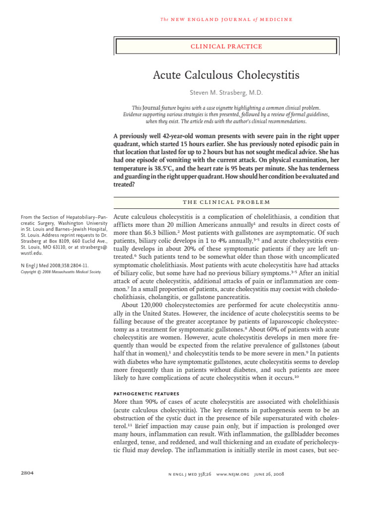 Acute Calculous Cholecystitis | PDF | Medical Specialties | Clinical Medicine