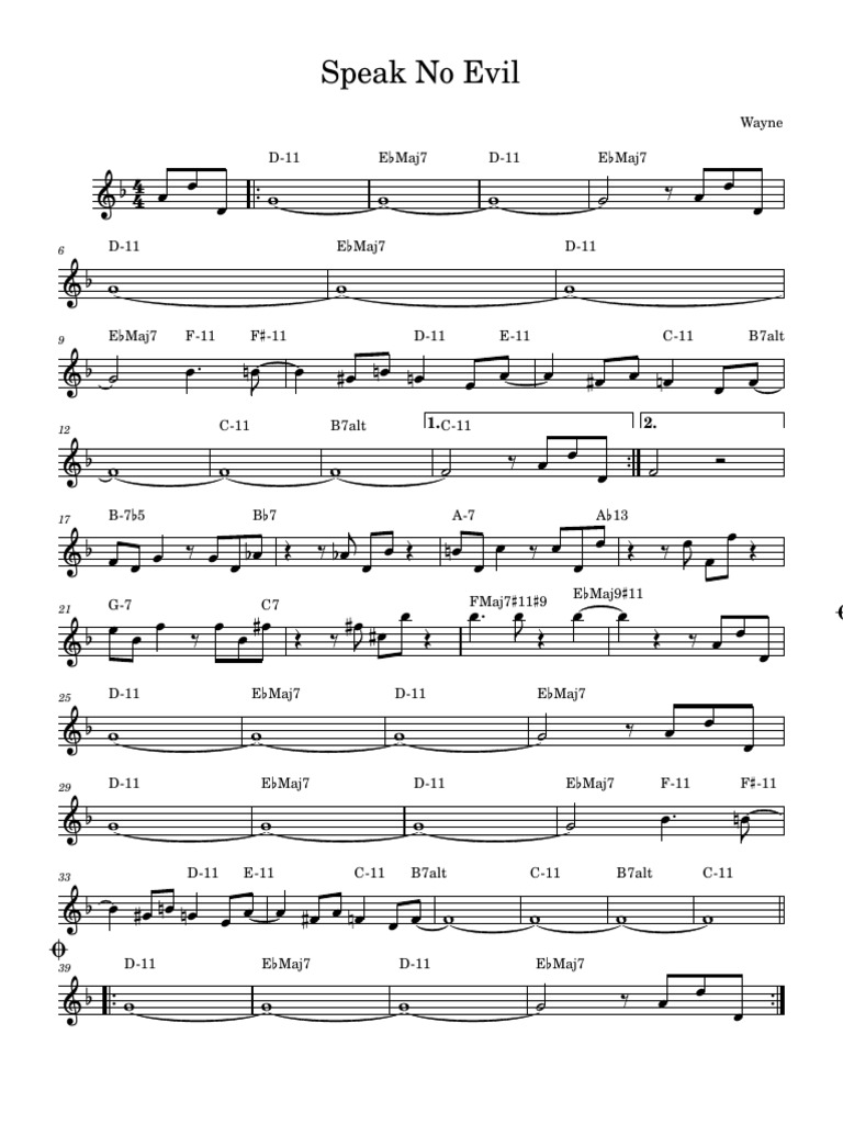 Speak No Evil Bb Lead Sheet | PDF