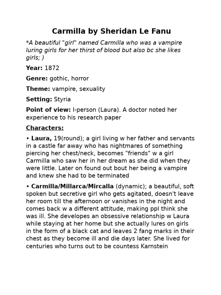Carmilla: A Gothic Vampire Tale | PDF | Carmilla
