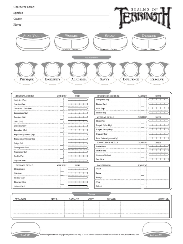 Ti4 Geneys Character Sheet (Kenyon Custom) v7.3 | PDF