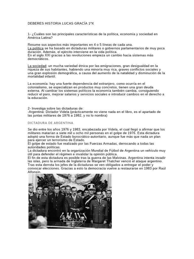 Política y dictaduras en América Latina | PDF | Dictadura | Augusto ...
