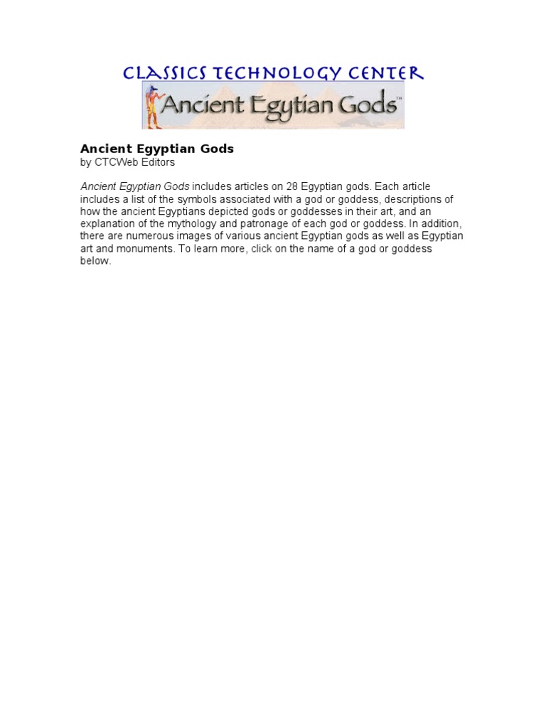 Ancient Egyptian Gods | PDF
