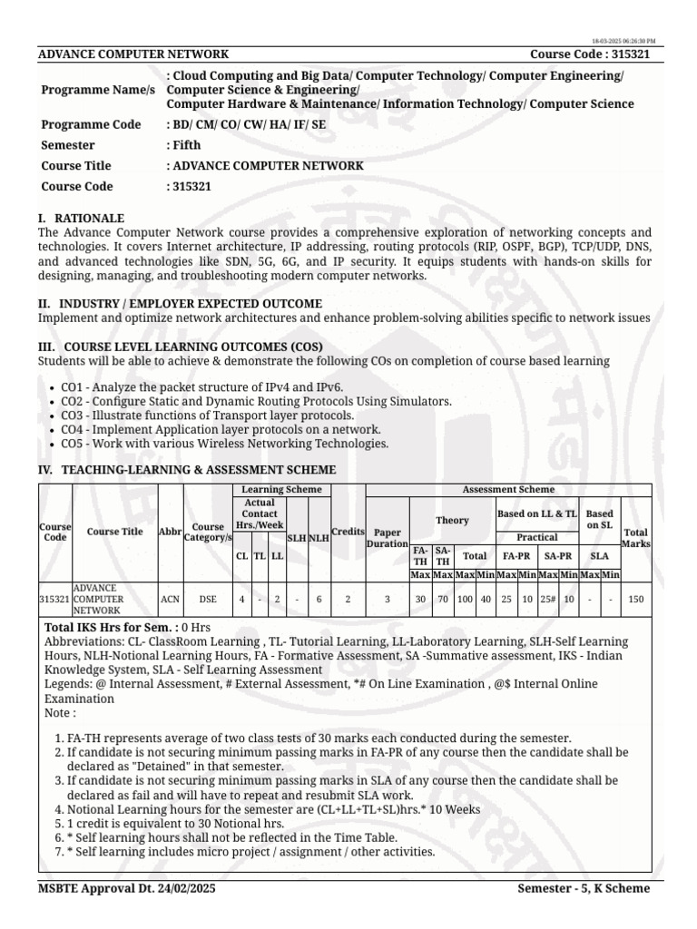 315321-Advance Computer Network | PDF | Computer Network | I Pv6