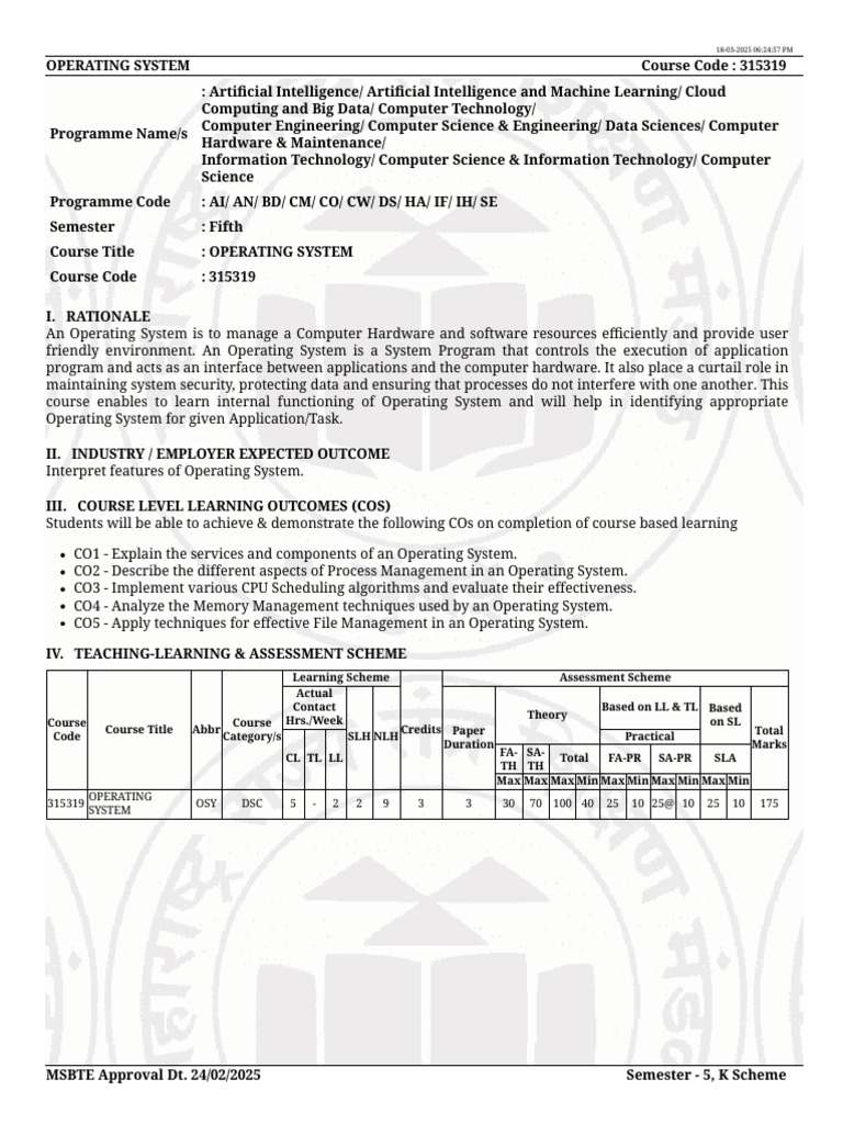 Operating System | PDF | Operating System | Scheduling (Computing)