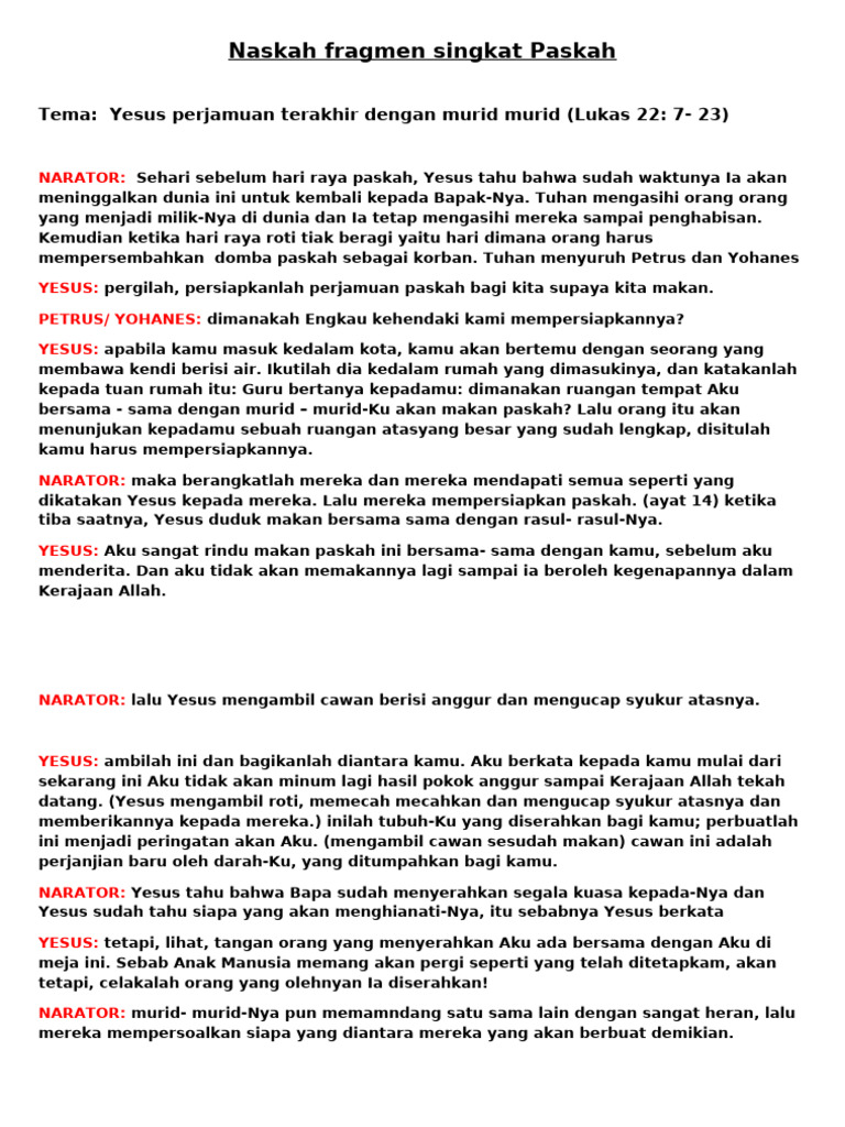 Naskah Fragmen Singkat Paskah - 2025 | PDF