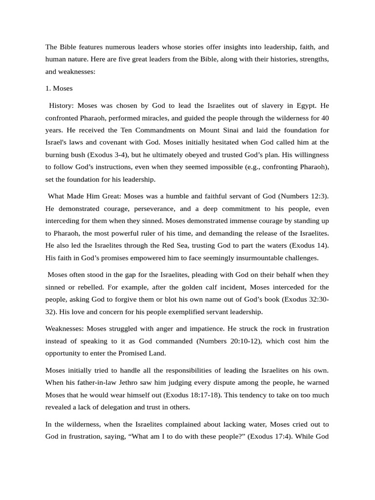 Great Leaders Assignment | PDF | Books Of Samuel | Paul The Apostle