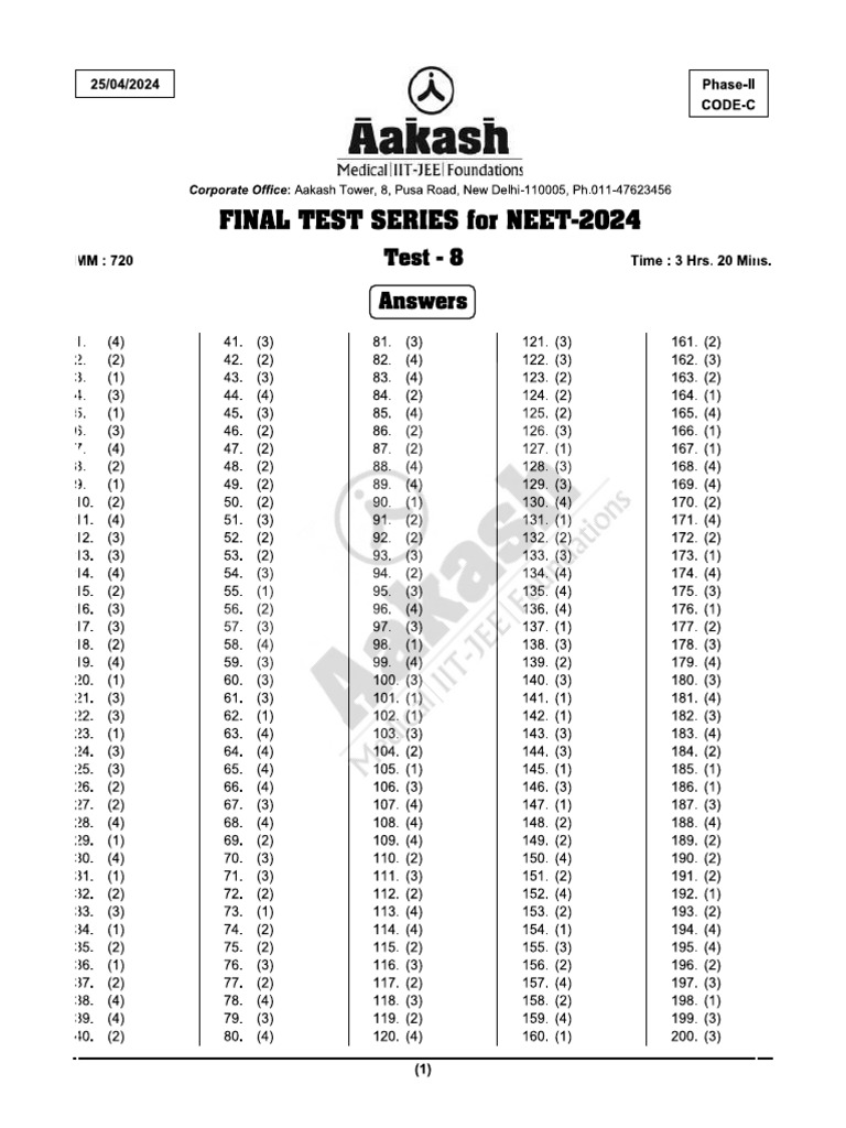 FTS 08 - (Code C) - 25 04 2024 - Sol | PDF