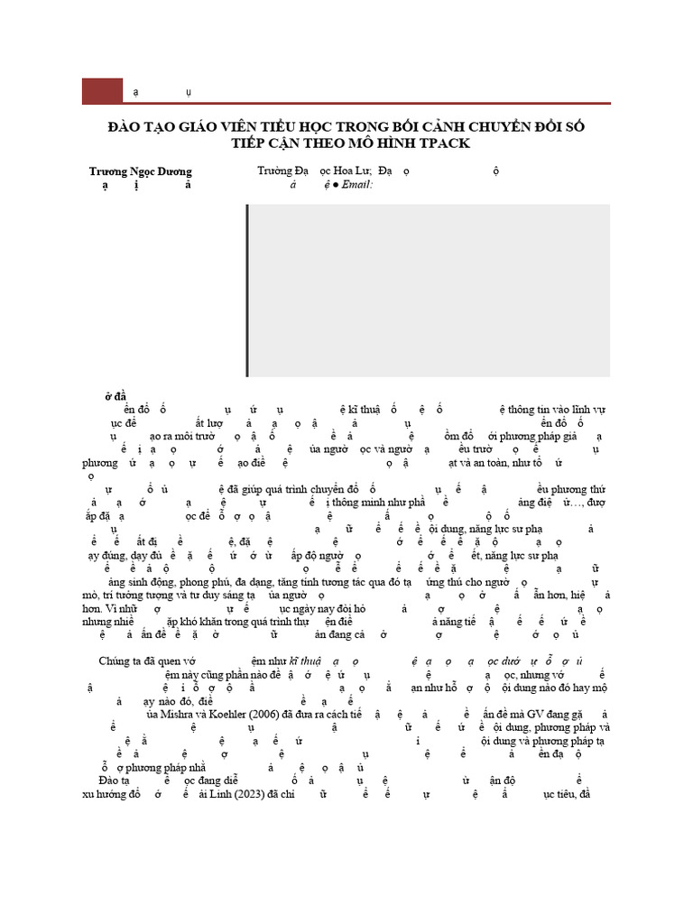 O To Gio Vin Tiu HC Trong Bi CNH Chuyn I S Tip CN Theo M HNH Tpack | PDF