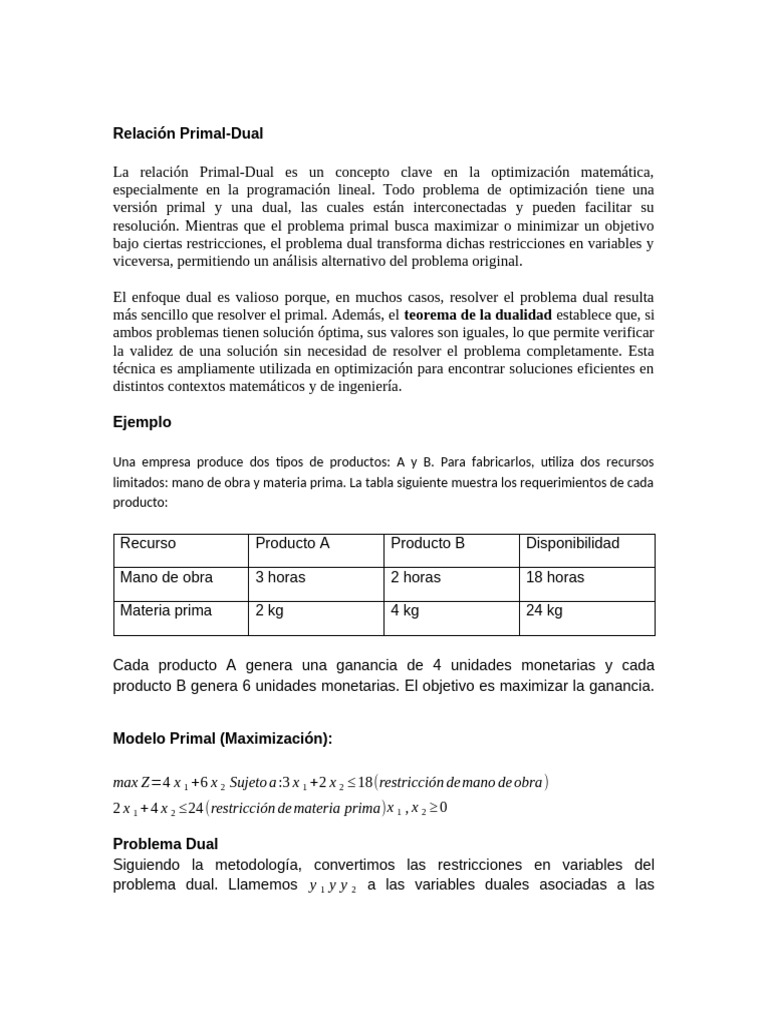 Relación Primal-Dual en Optimización | PDF | Optimización Matemática ...