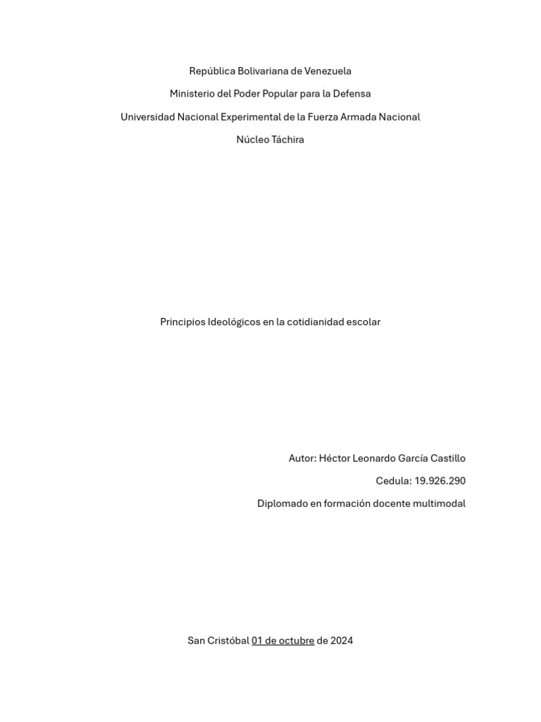 Principios Ideológicos en Educación Escolar | PDF | Aprendizaje ...