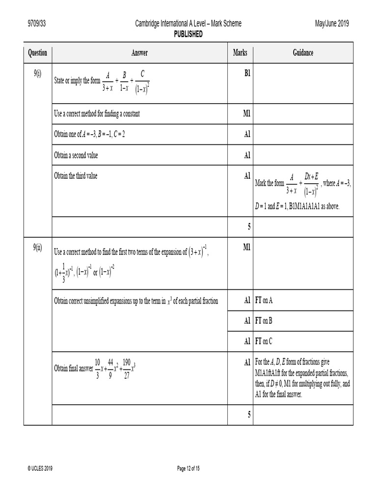 9709 - s19 - ms - 33 第 12 页 | PDF | Mathematics | Arithmetic