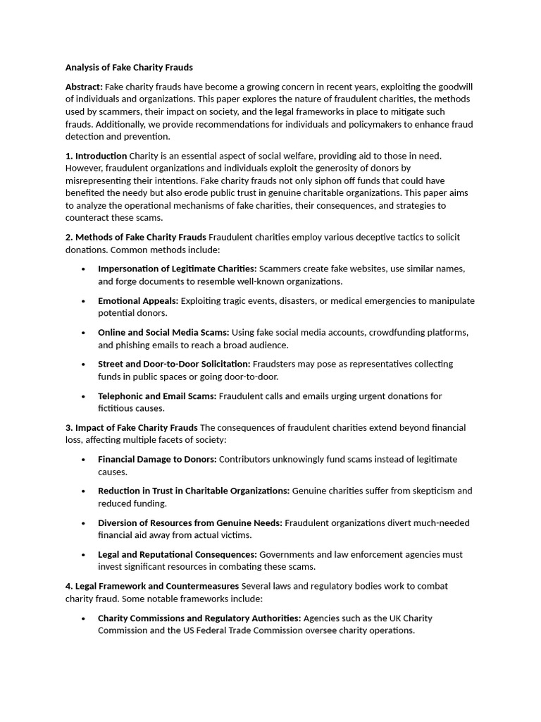 Other - Analysis of Fake Charity Frauds | PDF | Charitable Organization ...