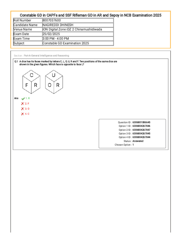 Dice Face Opposites and Series Logic | PDF