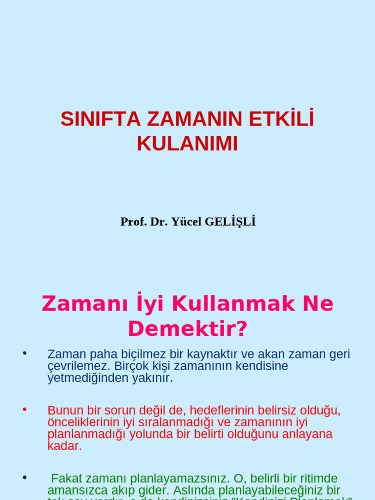 5.Sinif Yöneti̇mi̇ Sinifta Zaman Yöneti̇mi̇ | PDF