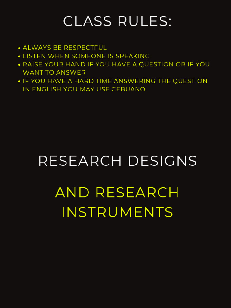 Research Design and Instruments Final | PDF | Quantitative Research ...
