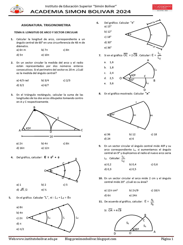 SEPARATA No. 02-PRE S.B- TRIGONOMETRIA-2024 | PDF | Geometría Elemental ...