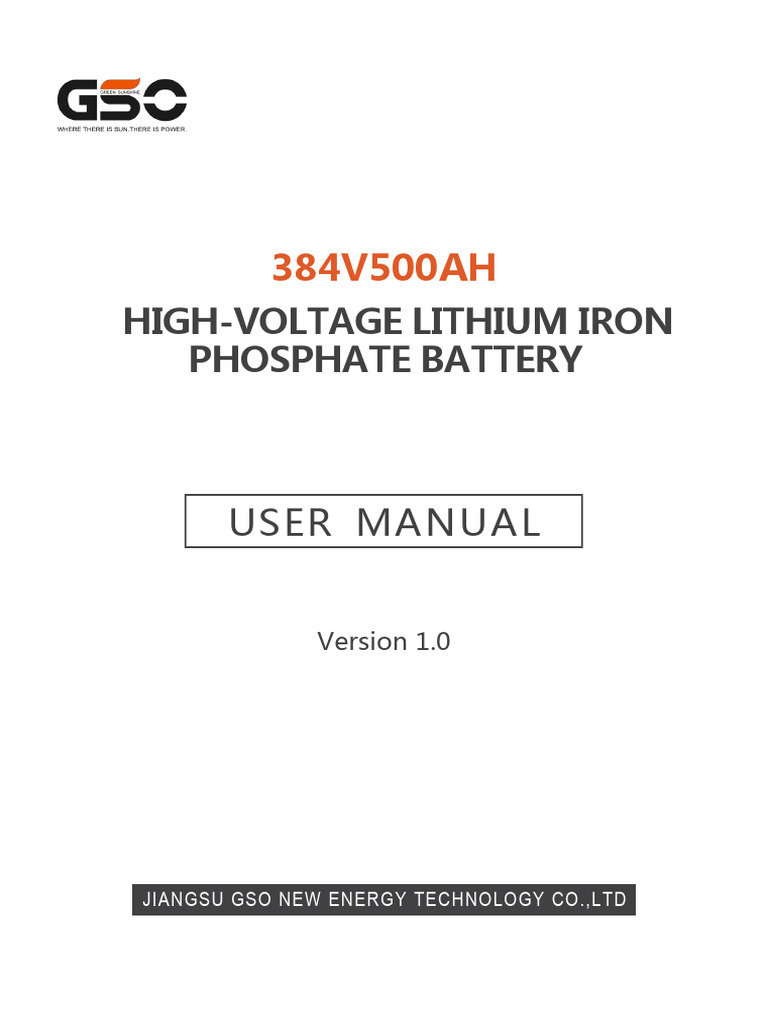 High-Voltage Lithium Iron Phosphate Battery: User Manual | PDF | Power ...