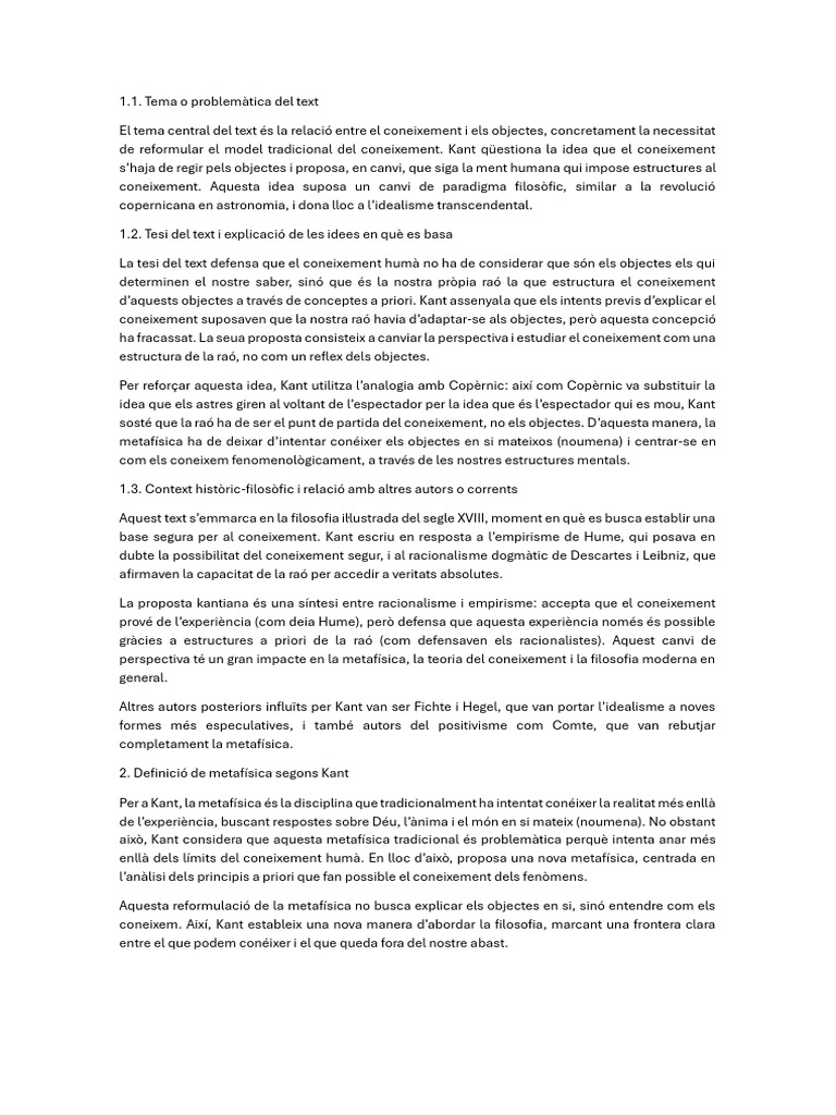 Comentari de Text - Kant | PDF