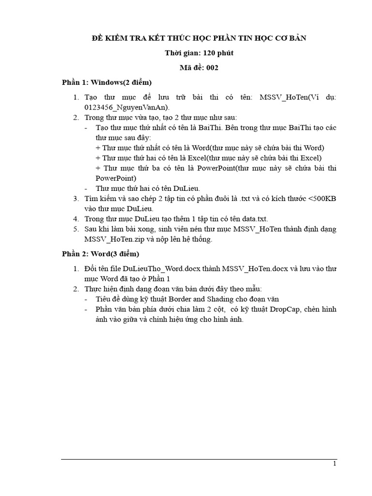 Kiem Tra Ket Thuc Hoc Phan 002 | PDF