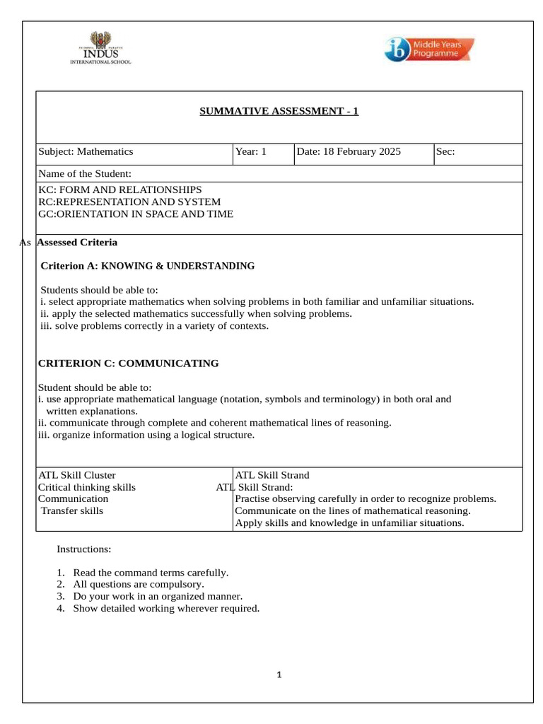 SUMMATIVE ASSESSMENT 1 (18 FEB) - Crime | PDF | Mathematics | Reason