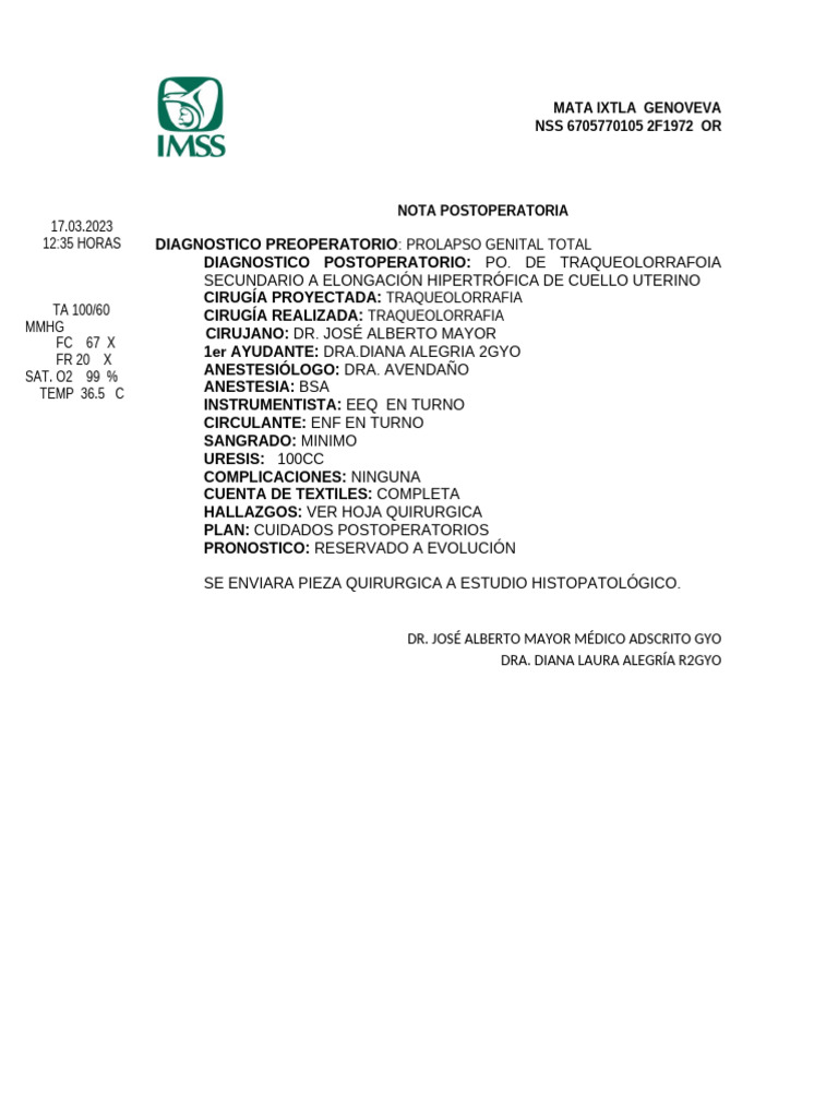Histerectomia Tecnica Indicaciones y Post QX | PDF | Cirugía | Especialidades Medicas