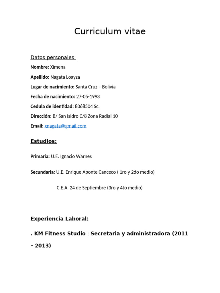 Curriculum Vitae Ximena | PDF