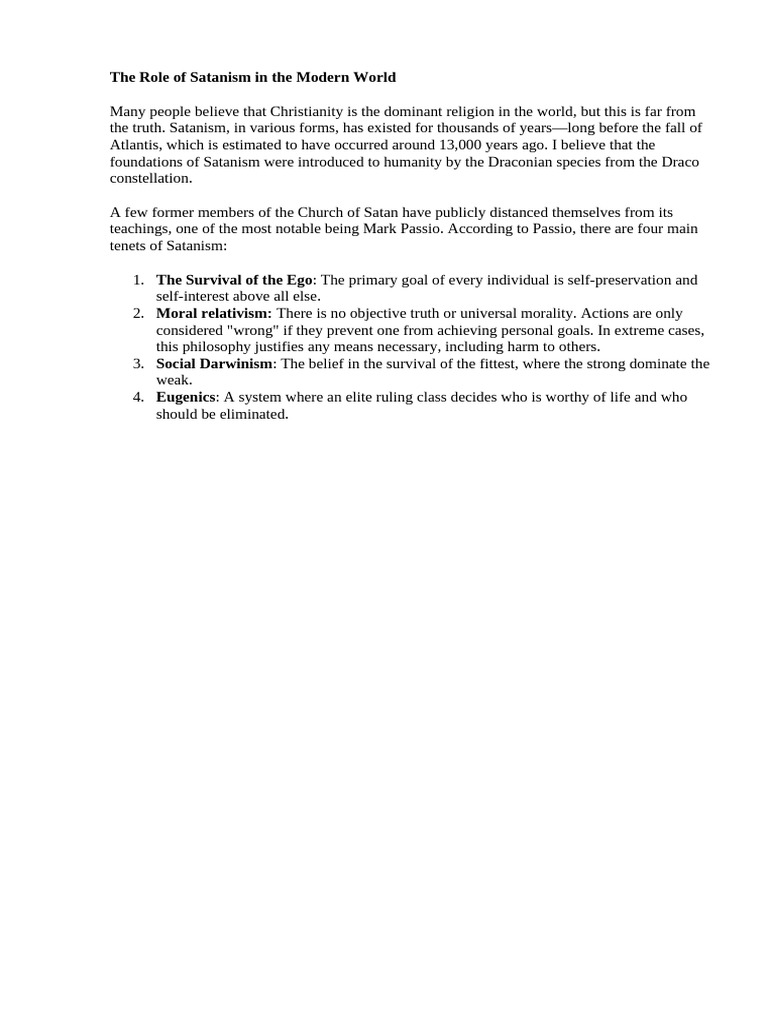 Understanding Modern Satanism's Tenets | PDF