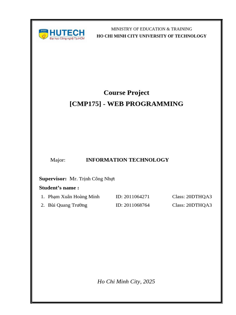 FinalReport Outline 2025 | PDF | Information Technology | Software