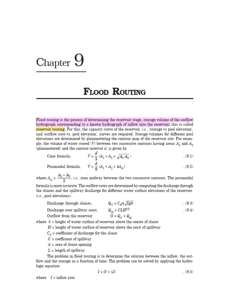 Chapter 9 Flood Routing | PDF | Discharge (Hydrology) | Spillway