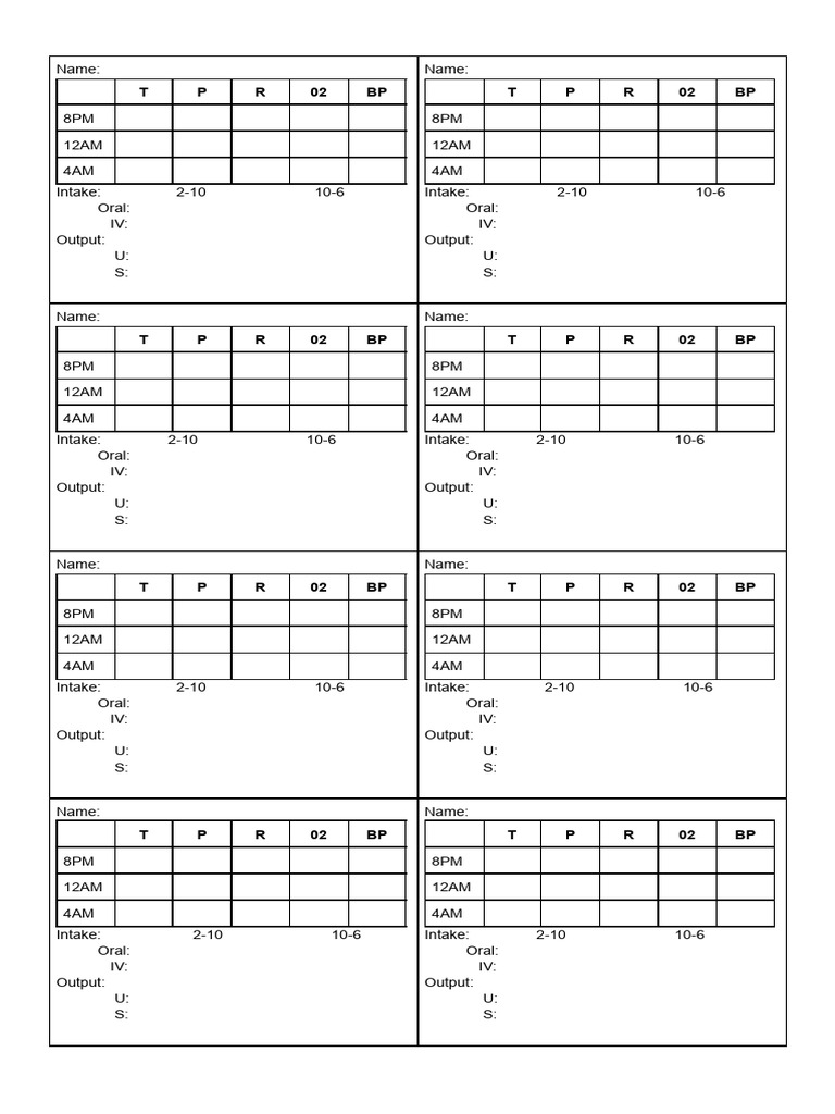 Vital Signs Monitoring Sheet Template | PDF
