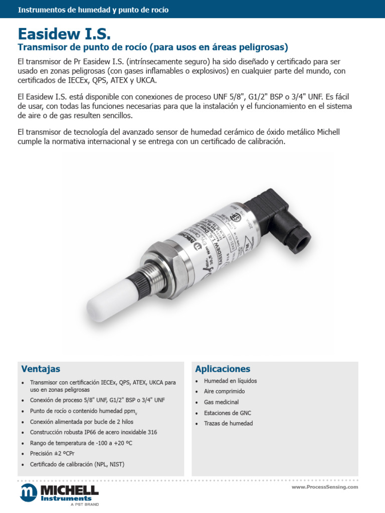 Michell_Instruments_Easidew_TX_I.S._ES_Datasheet | PDF | Cantidad
