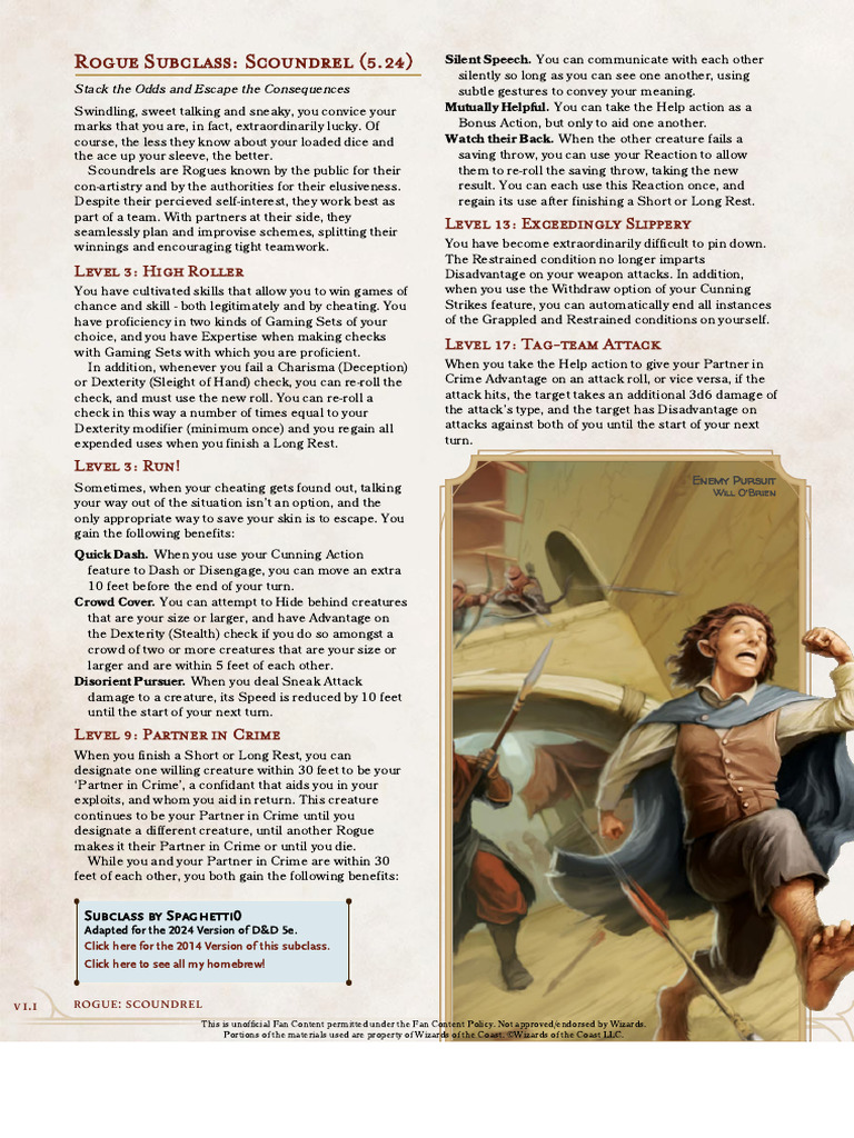 Rogue Subclass - Scoundrel | PDF