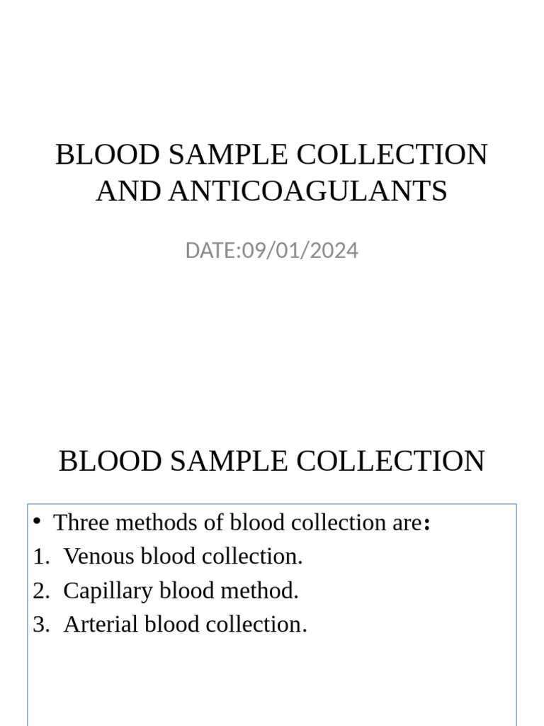 Blood Sample Collection Techniques and Anticoagulants | PDF | Vein ...