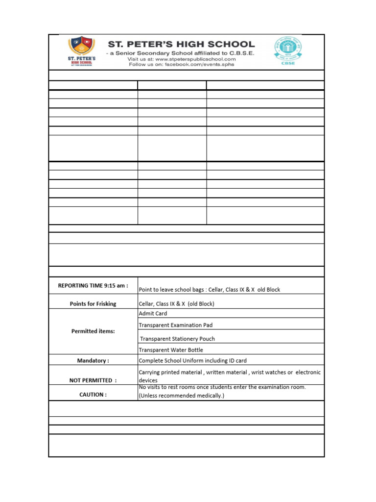 Class 11 Exam Schedule 2024-2025 | PDF
