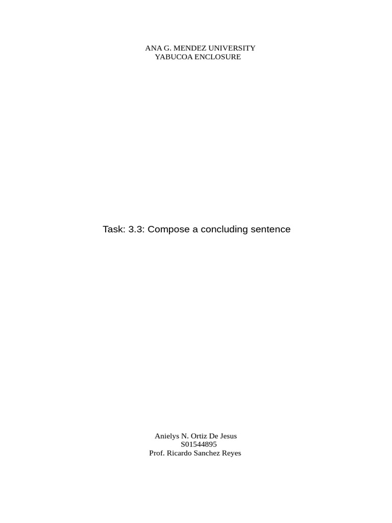 Concluding Sentences for Academic Topics | PDF