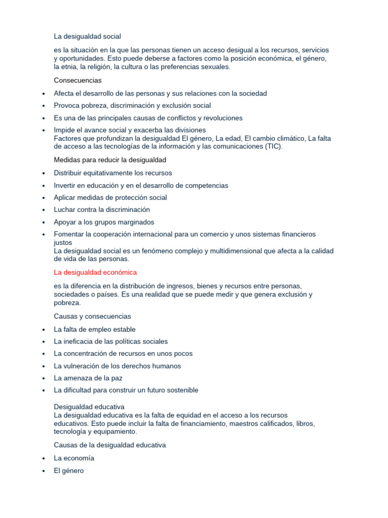 Consecuencias de la desigualdad educativa | PDF | Desigualdad social ...